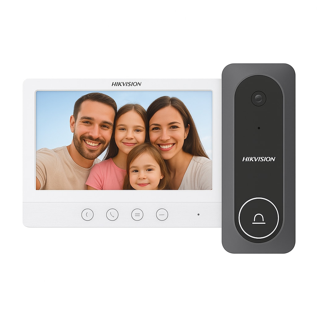 Hikvision DS-KIS212 videó kaputelefon készlet – 1 család, 4 vezeték, 7 ...