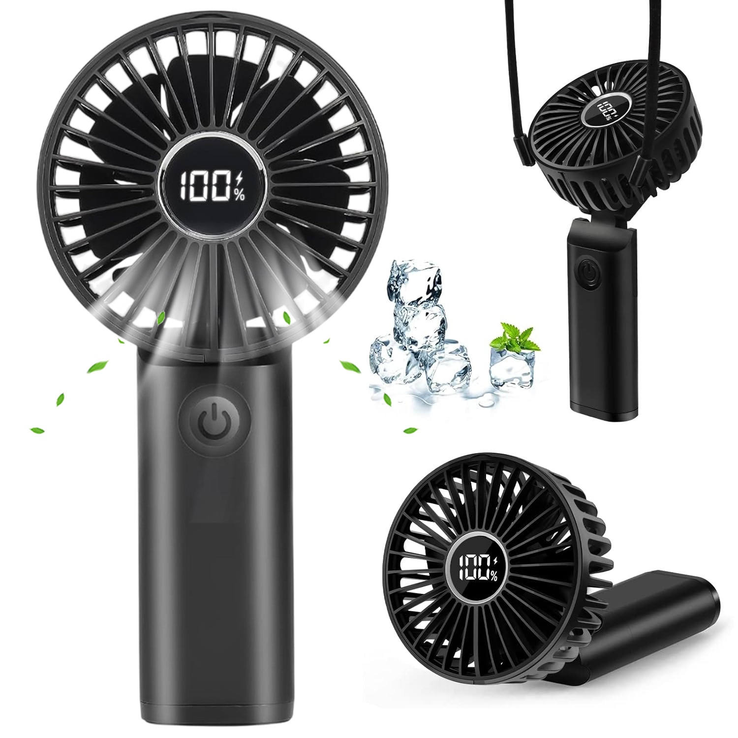 Hordozható összecsukható ventilátor, 3 az 1-ben, kézi, asztali, nyakba akasztható ventilátor, 6 ...