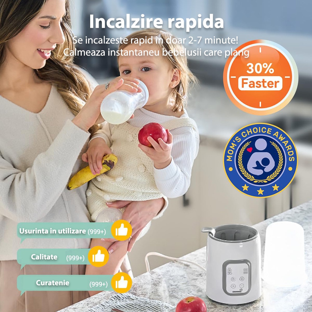 Incalzitor biberoane Multifunctional 8 in 1, Temporizator pentru lapte ...