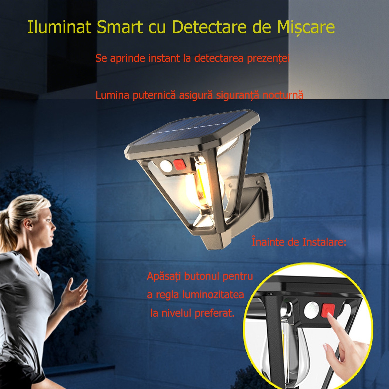 Lampa Solara de Gradina tip Lanterna, cu Trei Moduri Reglabile, COB ...