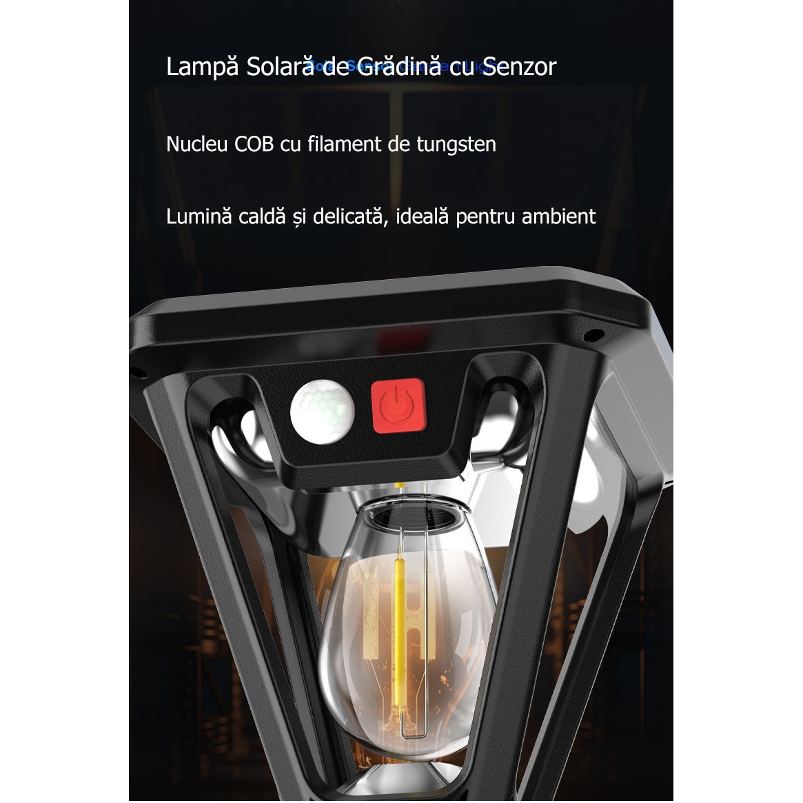 Lampa Solara de Gradina tip Lanterna, cu Trei Moduri Reglabile, COB ...