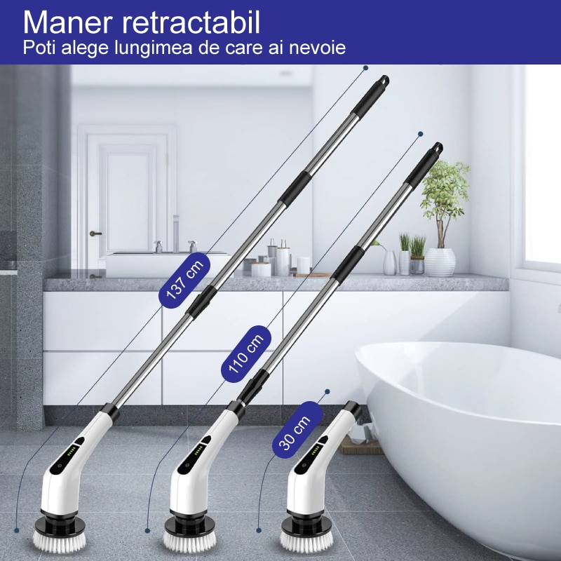 Perie de Curatat Electrica Rotativa 9 in 1 Premium SUPER TRENDS®, Fara ...