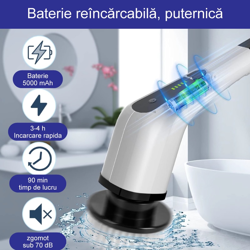 Perie de Curatat Electrica Rotativa 9 in 1 Premium SUPER TRENDS®, Fara ...