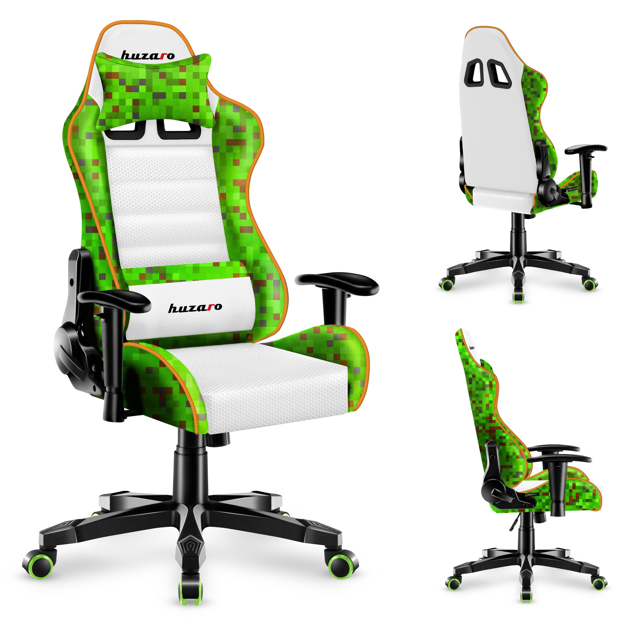 Scaun gaming pentru copii Huzaro, Ranger 6.0 pixel white, tesatura ...