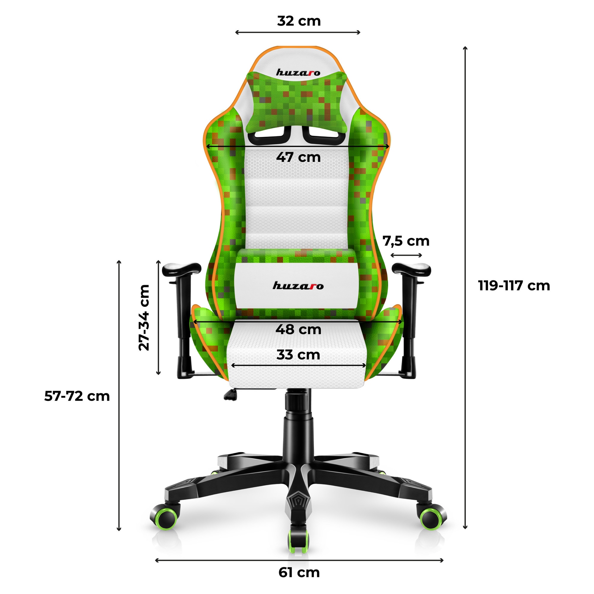 Scaun gaming pentru copii Huzaro, Ranger 6.0 pixel white, tesatura ...