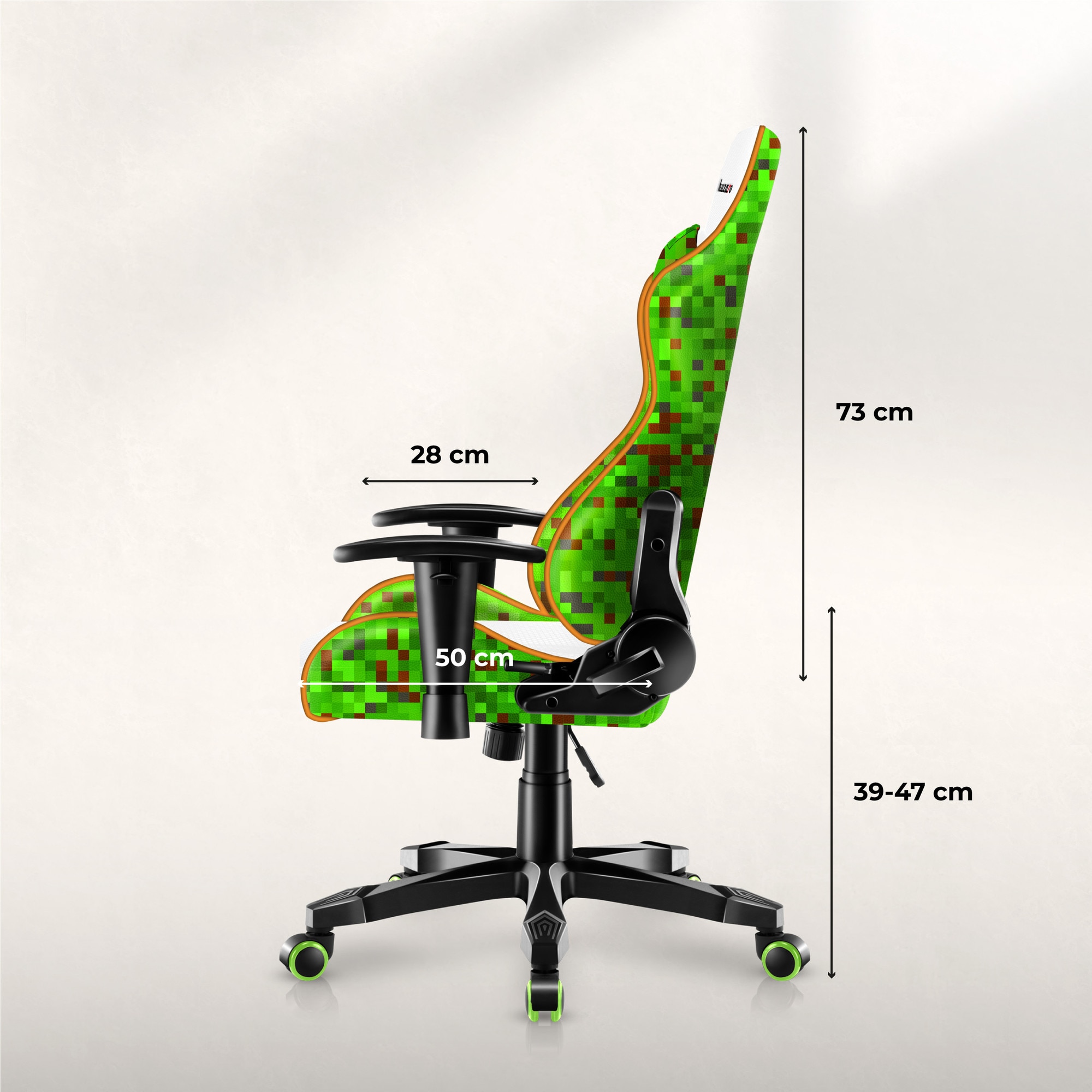 Scaun gaming pentru copii Huzaro, Ranger 6.0 pixel white, tesatura ...