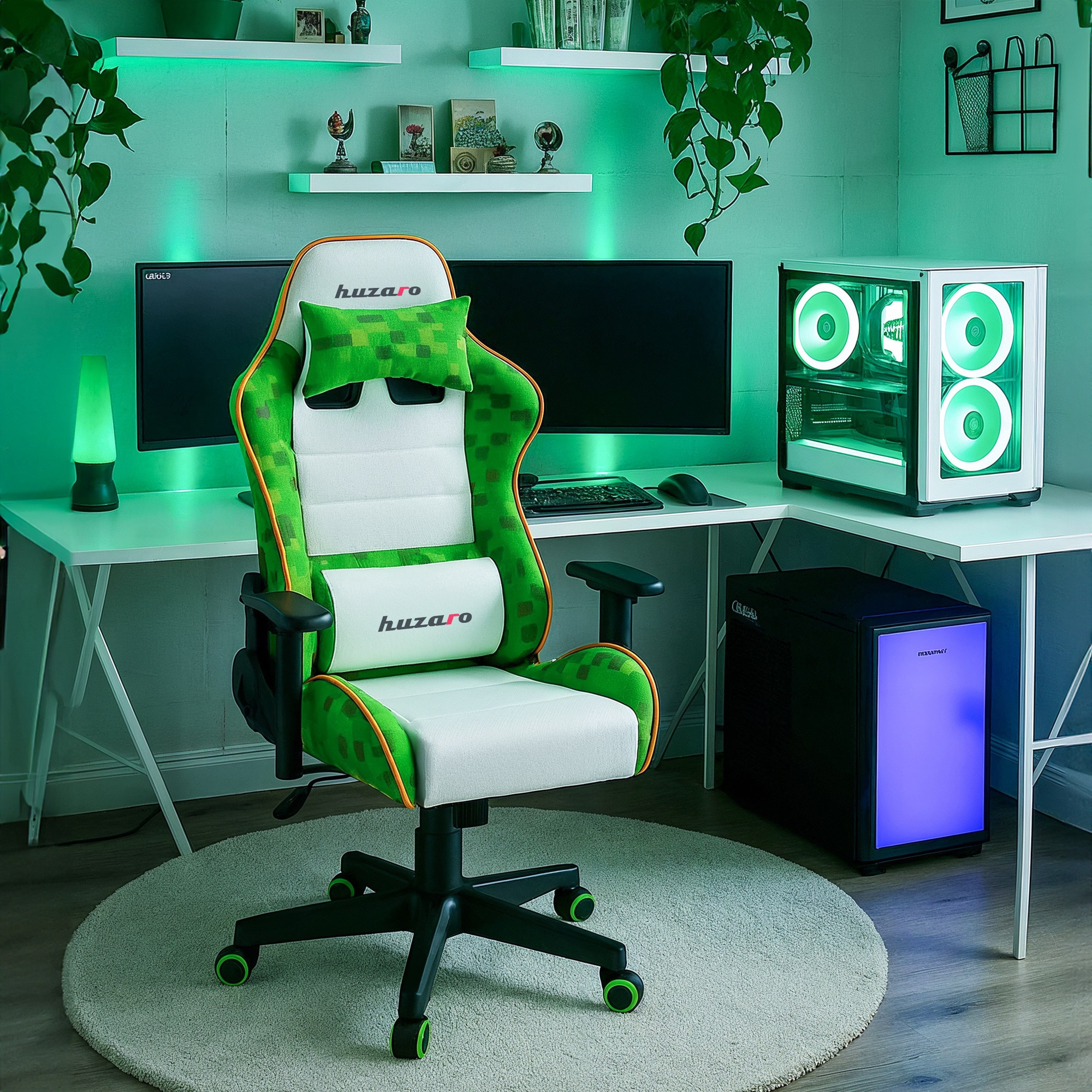 Scaun gaming pentru copii Huzaro, Ranger 6.0 pixel white, tesatura ...
