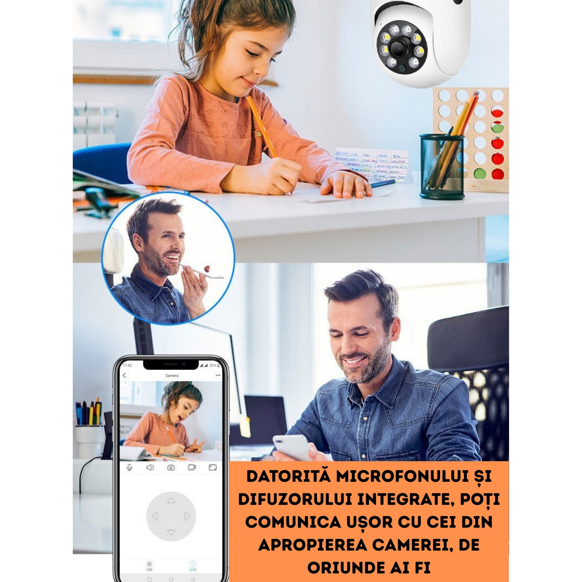 Cameră de Supraveghere NITOPLAY Q3, E27, Full HD, WiFi, Vedere Nocturnă, Panoramare 360 - eMAG.ro
