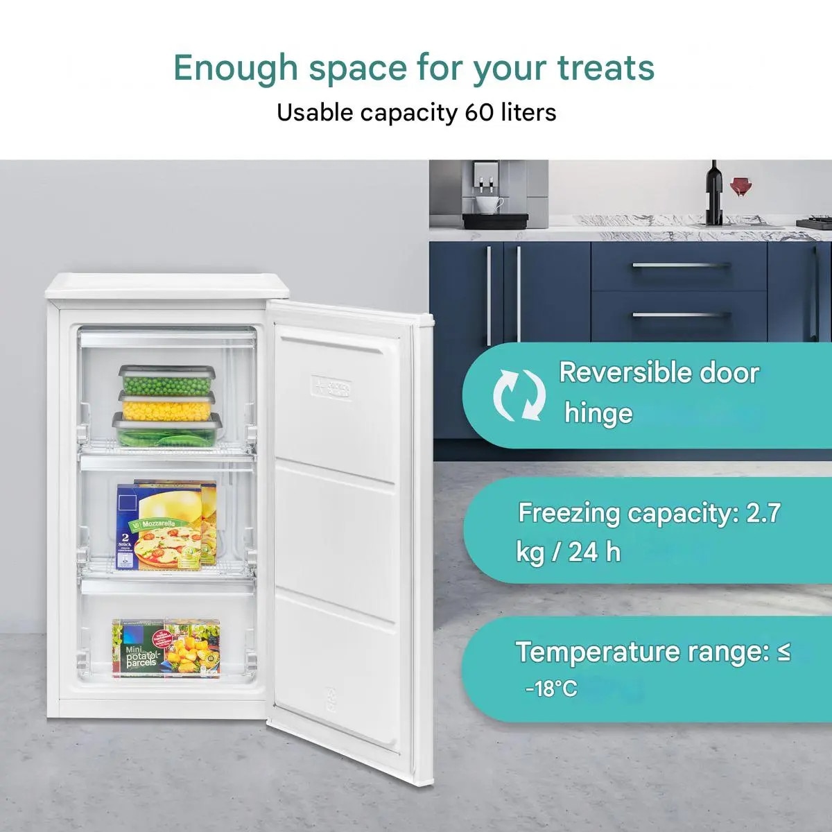 Congelator Bomann, GS7256W, H 83.5 cm, volum 60 litri, ideal pentru ...