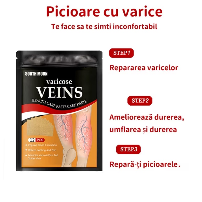 Set 12 plasturi pentru varice, Extract de plante - eMAG.ro