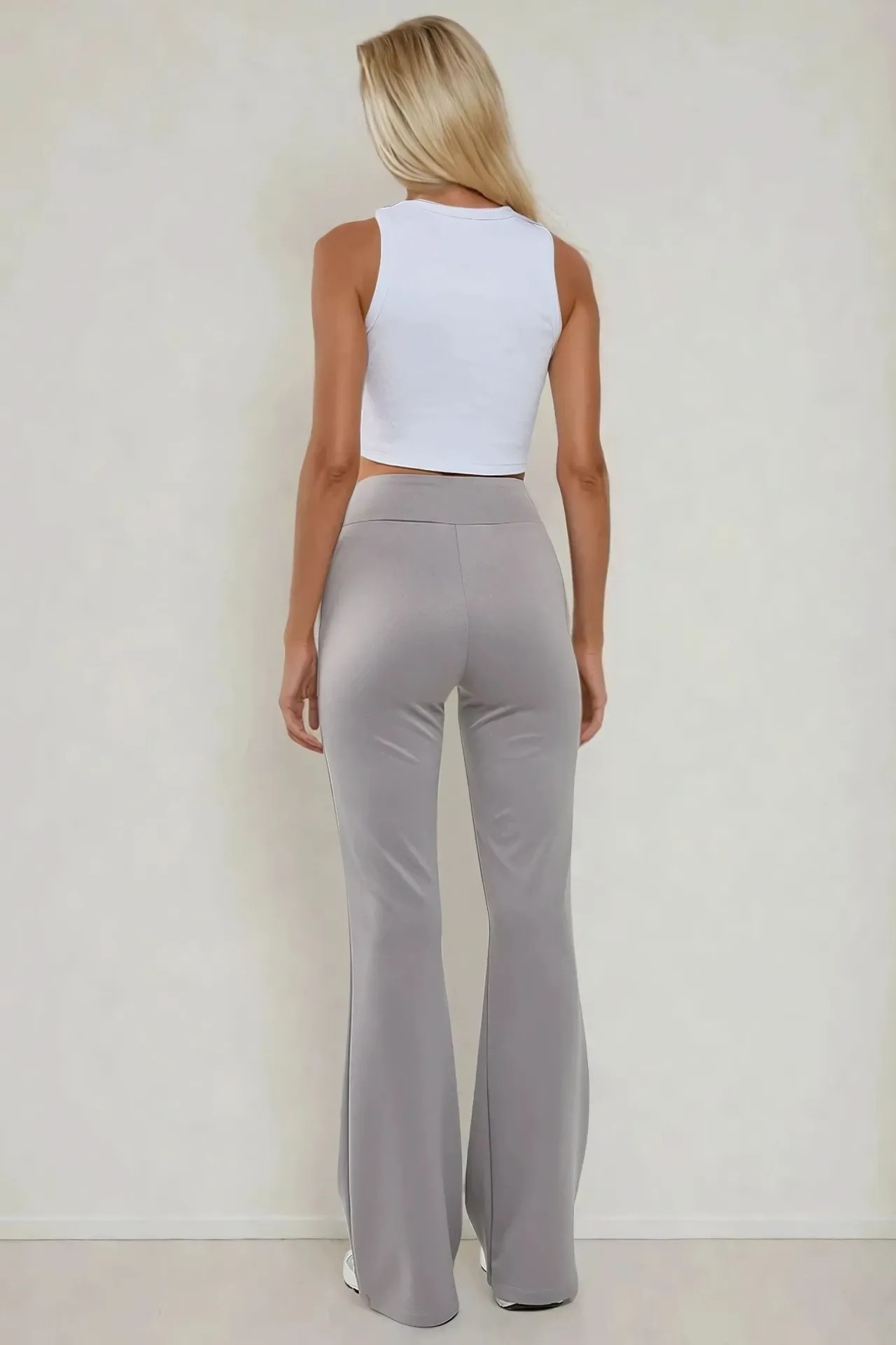 Colanti evazati cu talie inalta, HiCCUP, bumbac, Gri deschis, M - eMAG.ro