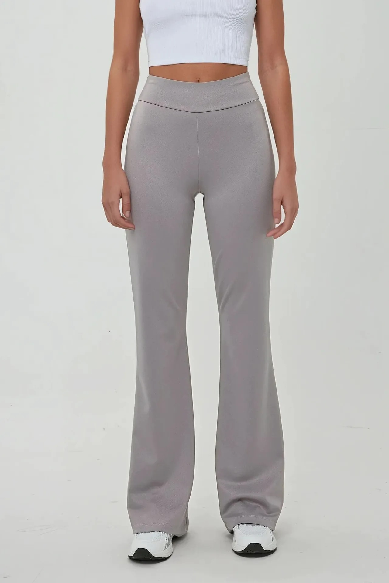 Colanti evazati cu talie inalta, HiCCUP, bumbac, Gri deschis, M - eMAG.ro