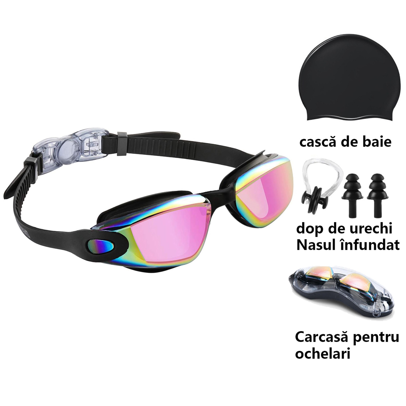 Set accesorii inot copii, Ochelari/Dopuri urechi/Clema nas/Casca ...