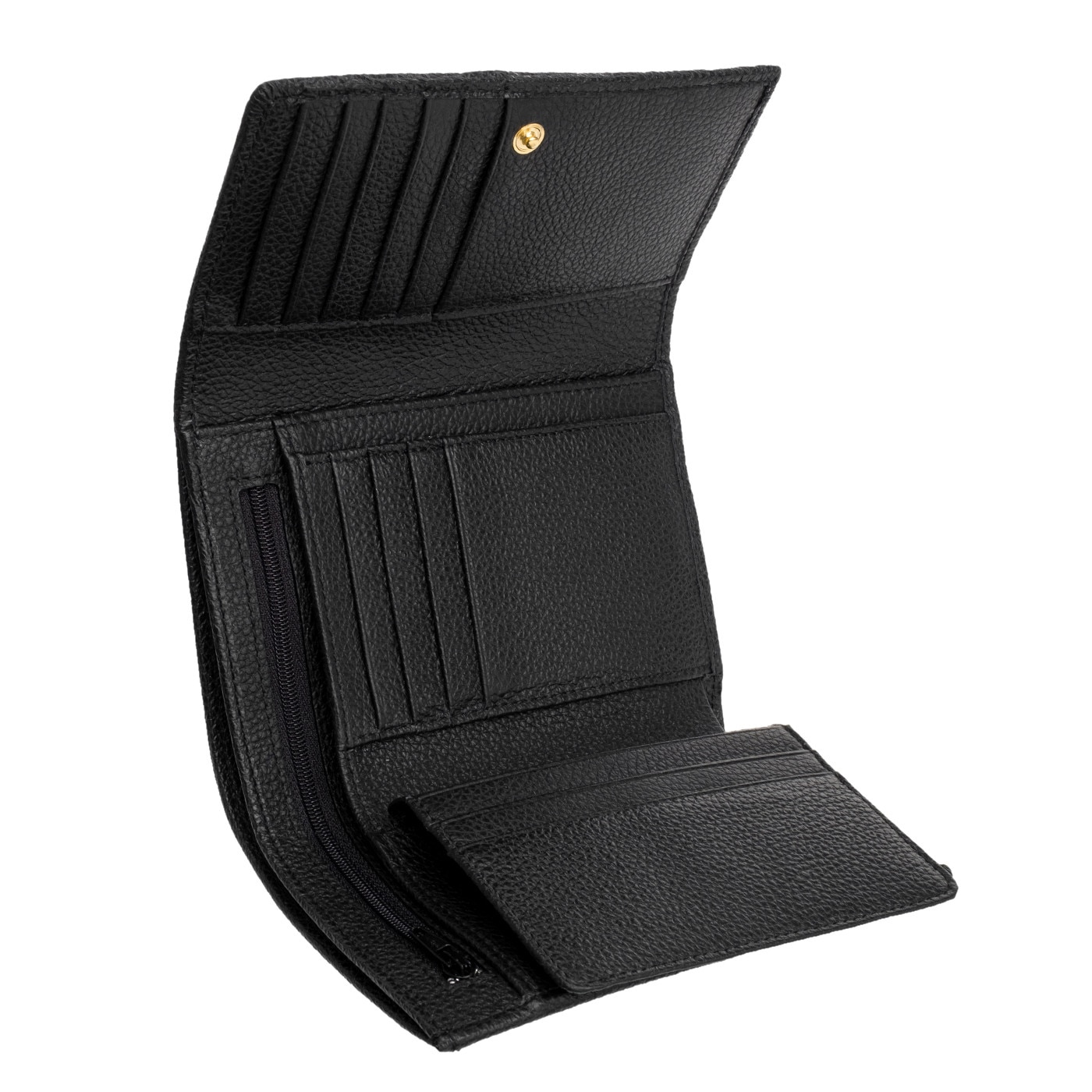 Portofel dama, Musette, MICHELLE MATLASAT, Piele naturala, Negru, 15 x ...