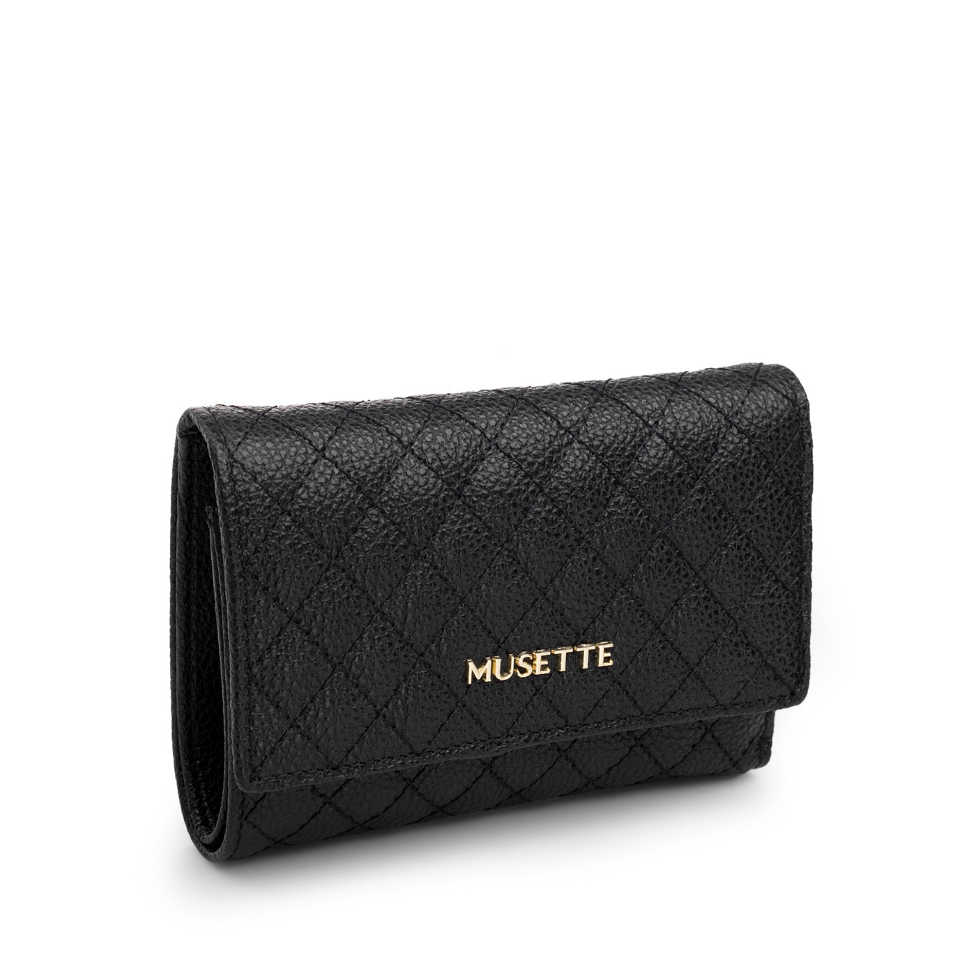 Portofel dama, Musette, MICHELLE MATLASAT, Piele naturala, Negru, 15 x ...