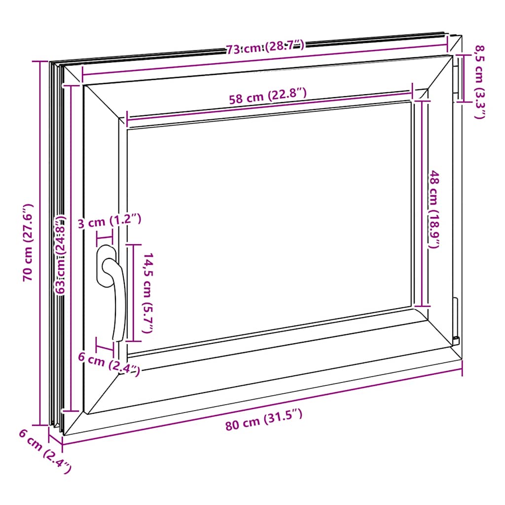 Fereastra de subsol „RISOR” 80x70 cm, oscilo-batanta DIN dreapta vidaXL ...
