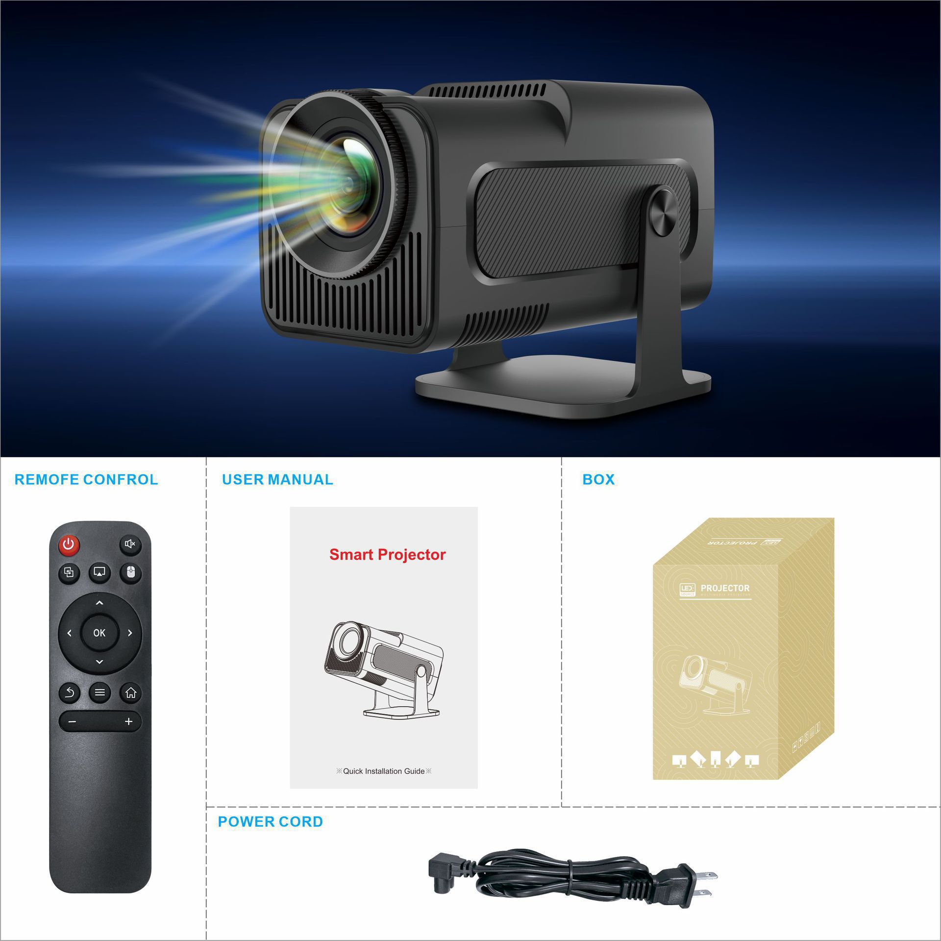 Videoproiector portabil, 300ANSI, 10000 lumeni, Android 11, Wi-Fi 6, BT ...