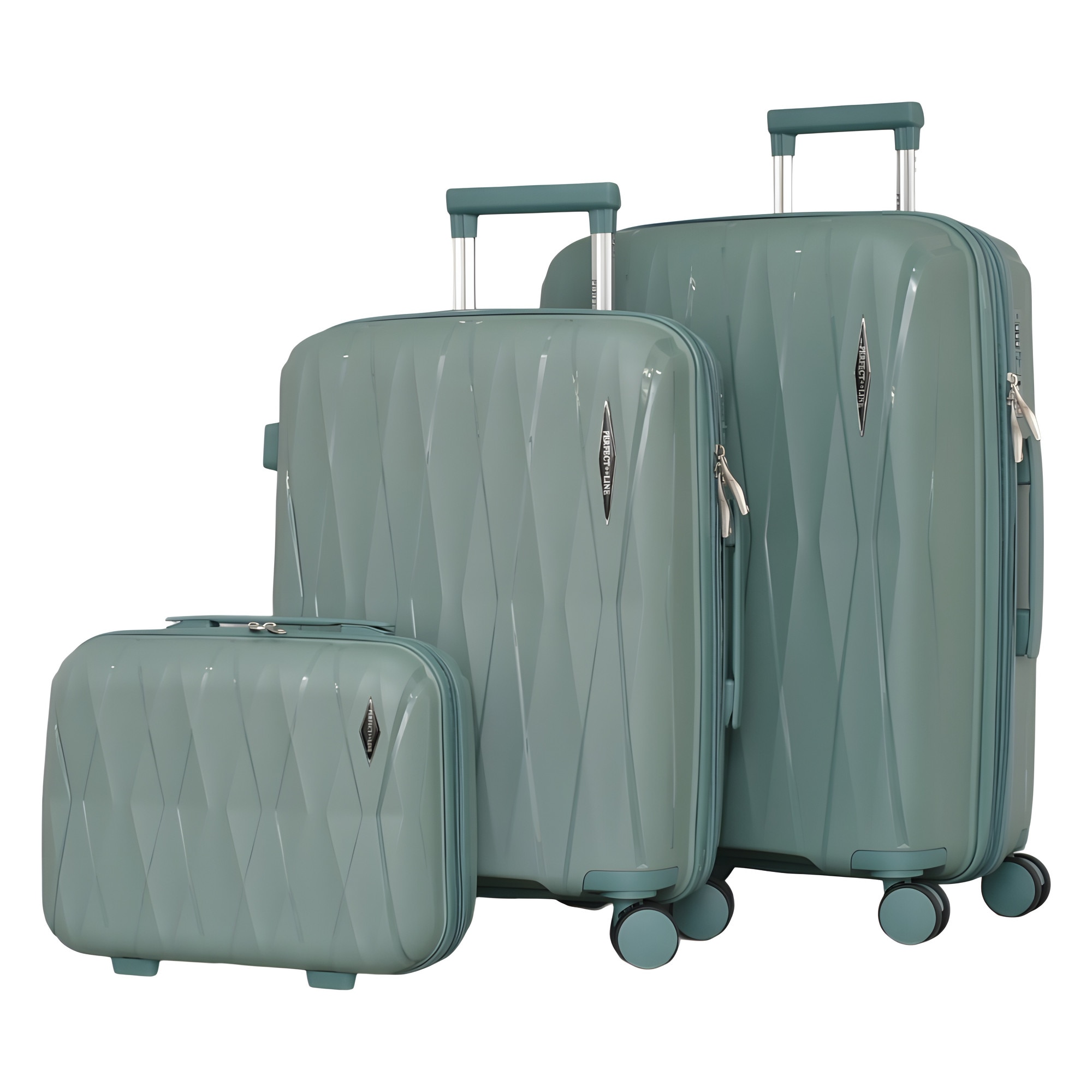 Комплект Куфари PERFECT++LINE PP 0606, Разширител, 65/44/26 см, Зелени ...