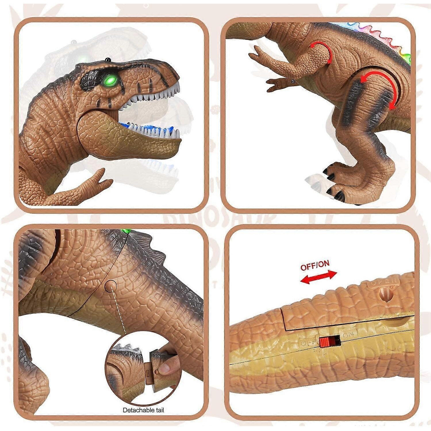 Jucarie interactiva dinozaur cu telecomanda, sunet realist, lumini LED ...
