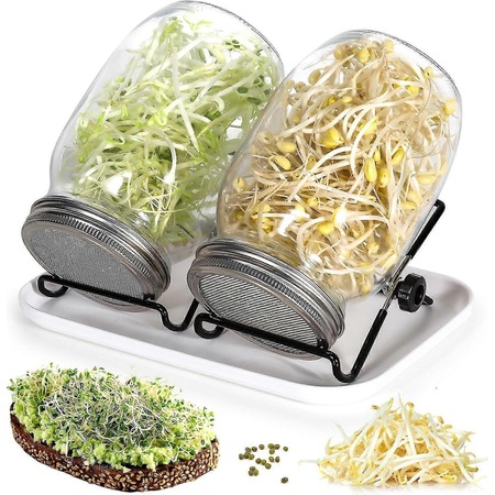 Set borcane germinare 2 x 1000ml, cu capace din otel inoxidabil ...