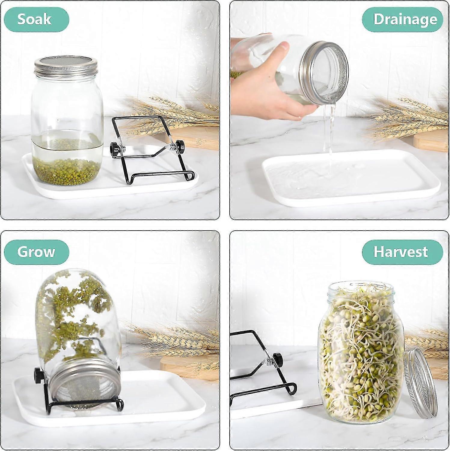 Set borcane germinare 2 x 1000ml, cu capace din otel inoxidabil ...