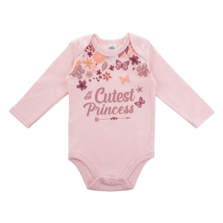 Body din bumbac roz fluturi floral "cutest princess" pentru bebelusi ...