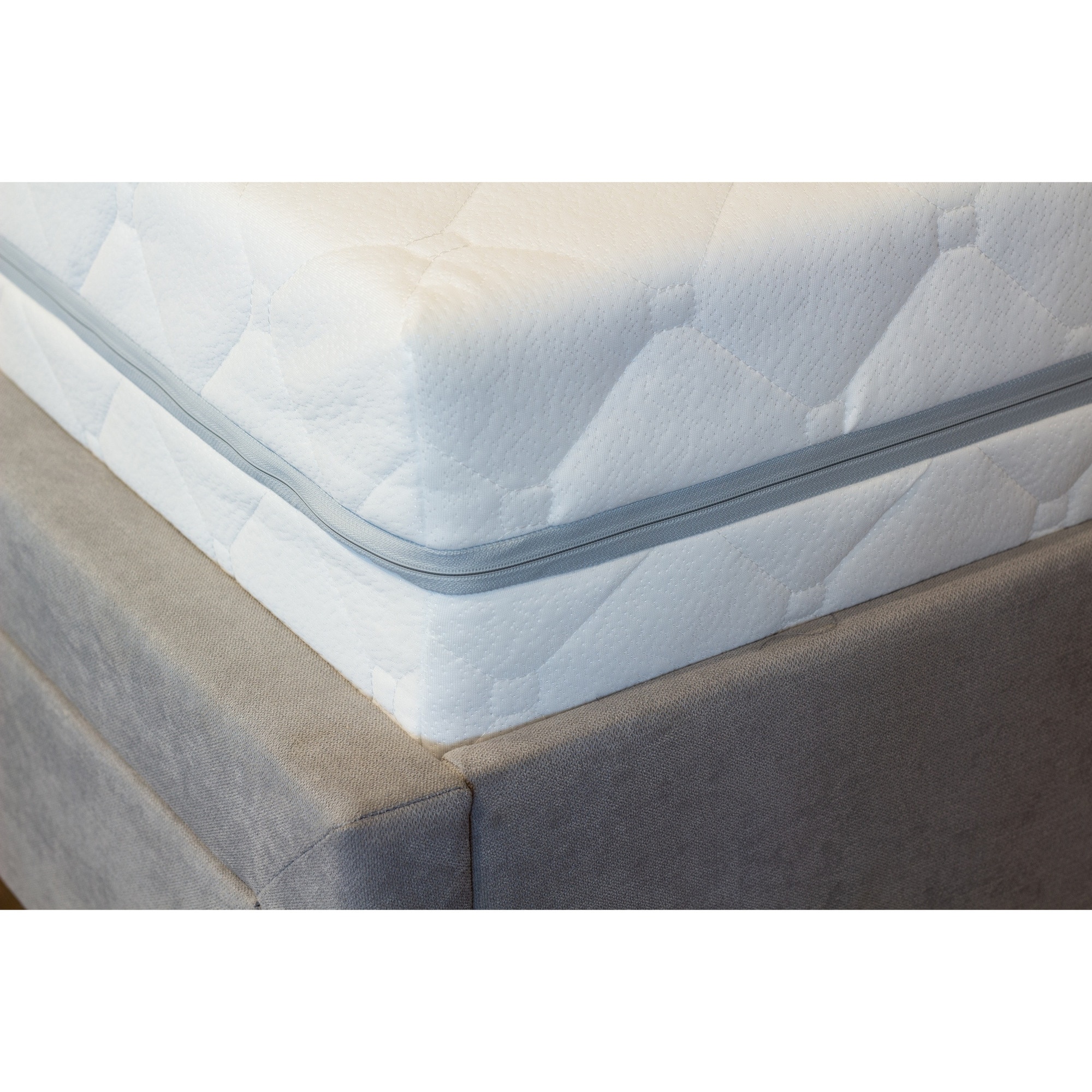 Husa pentru saltea de 120x200, cu fermoar, material alb matlasat ...