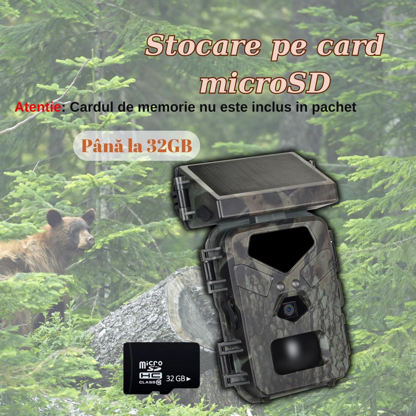 Camera de Vanatoare cu Panou Solar 1080P KLASTEP, 20MP, Viziune ...