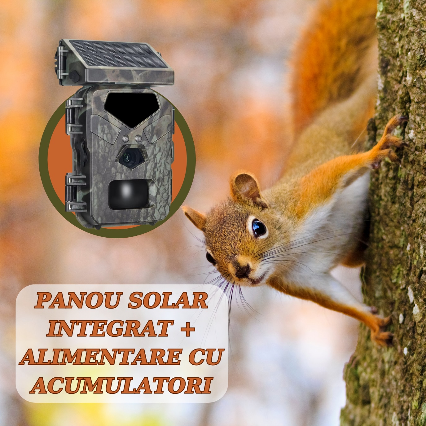 Camera de Vanatoare cu Panou Solar 1080P KLASTEP, 24MP, Viziune ...