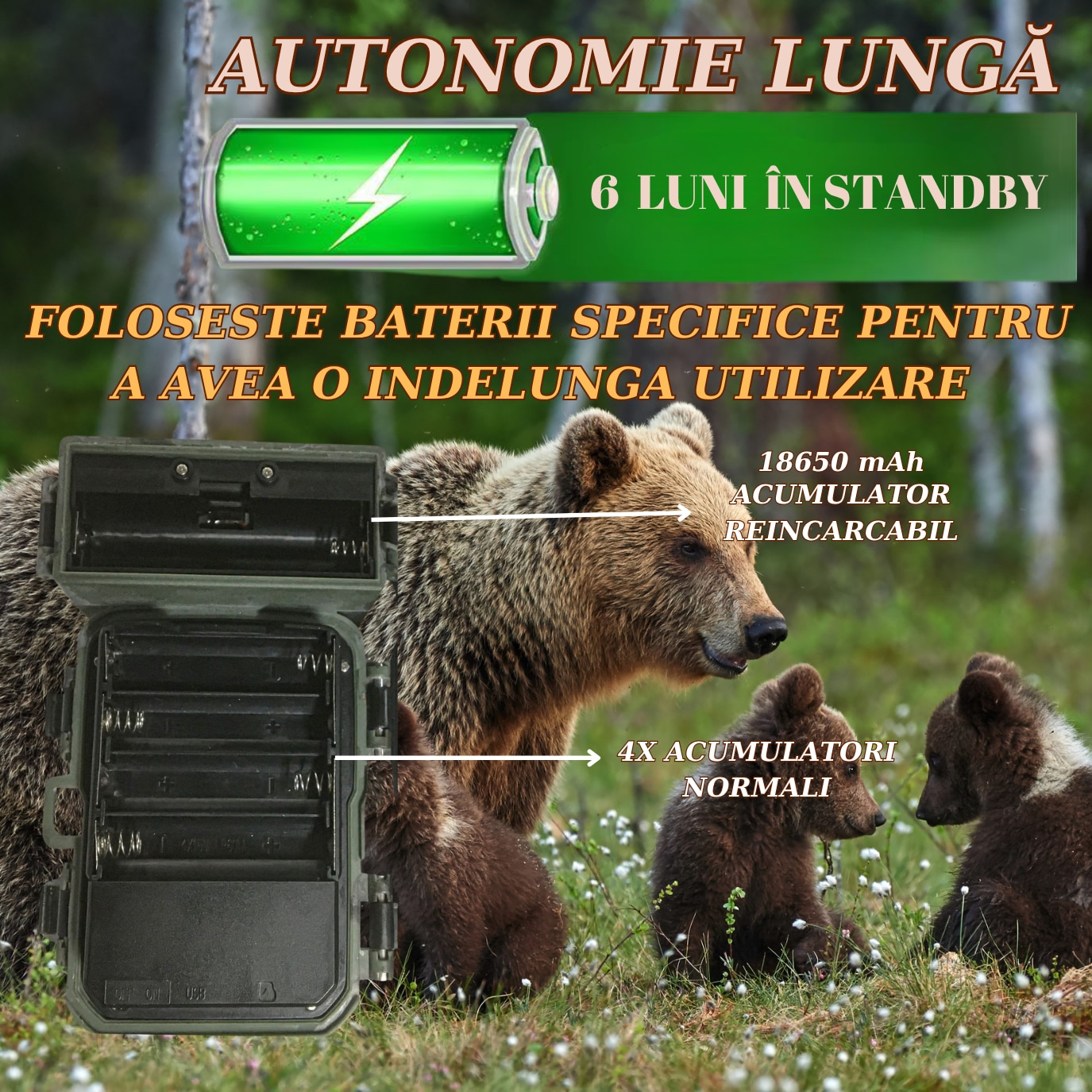 Camera de Vanatoare cu Panou Solar 1080P KLASTEP, 24MP, Viziune ...