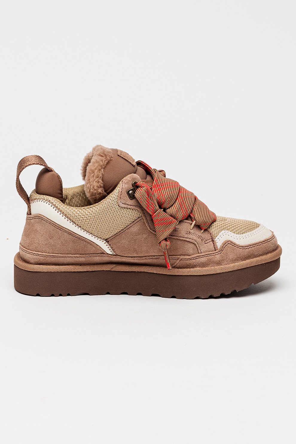 UGG, Lowmel sneaker nyersbőr részletekkel, Khaki, Púderlila, 9 - eMAG.hu