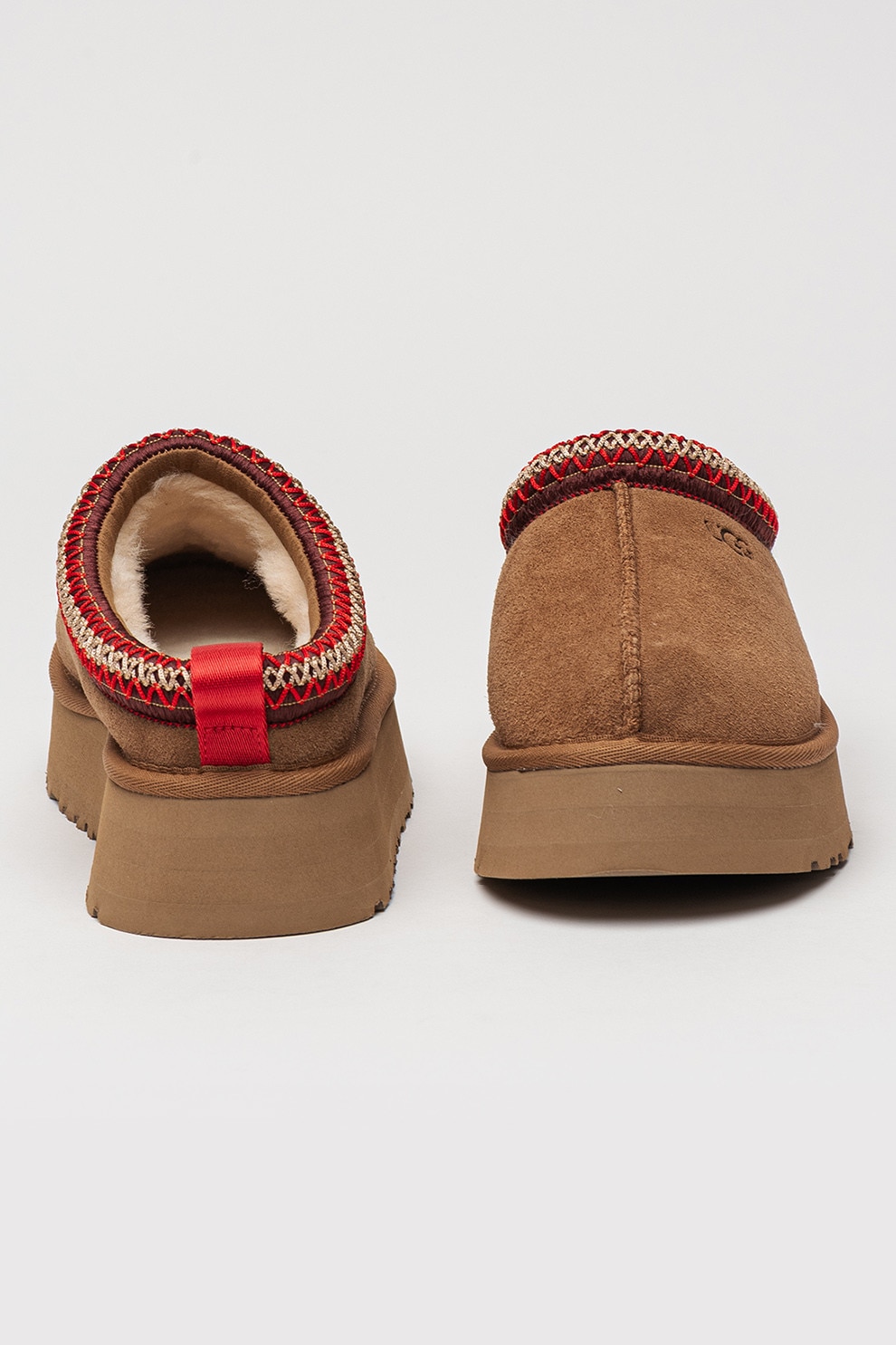 UGG, Saboti din piele intoarsa cu model uni Tazz, Visiniu, Caramel, Bej ...