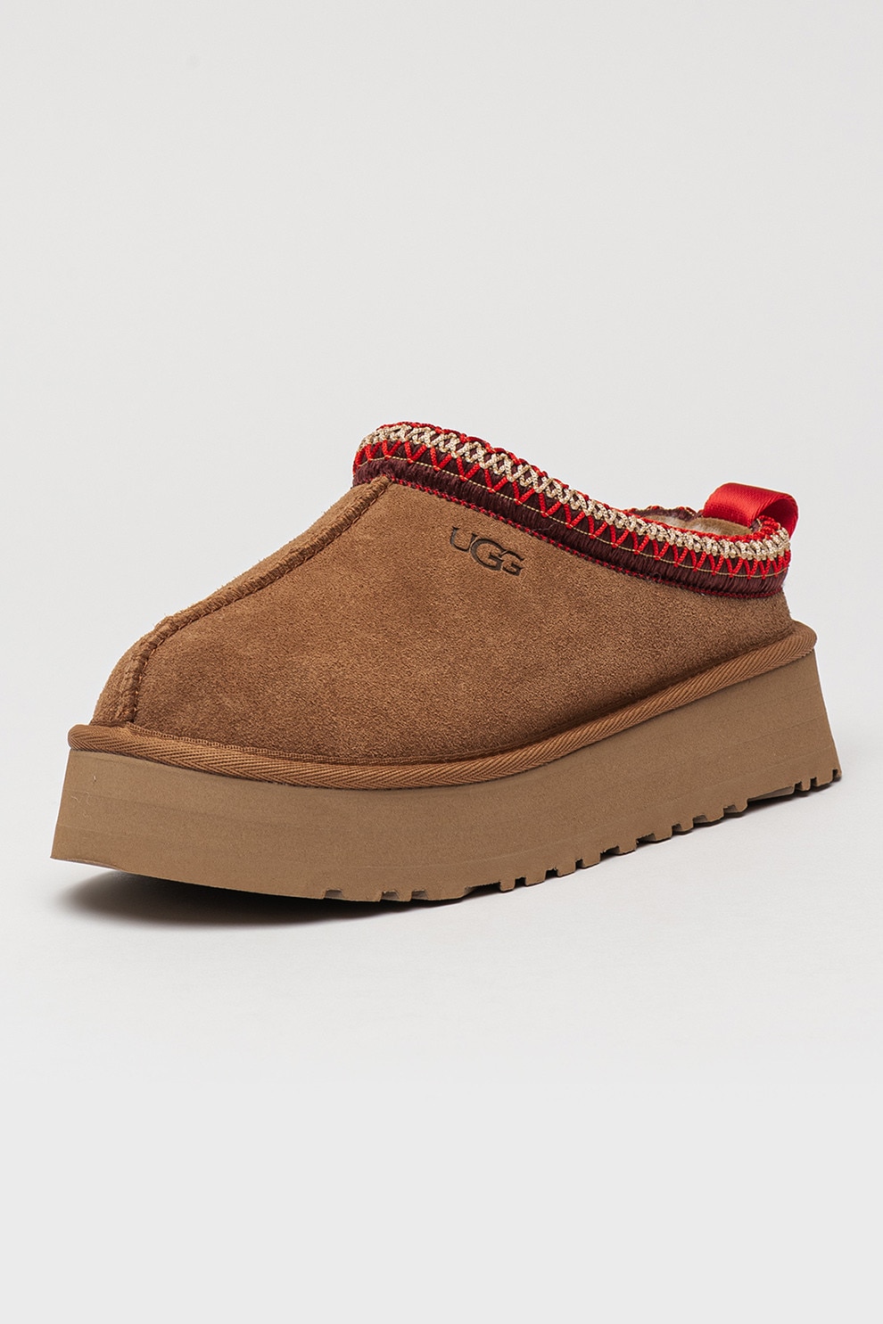 UGG, Saboti din piele intoarsa cu model uni Tazz, Visiniu, Caramel, Bej ...