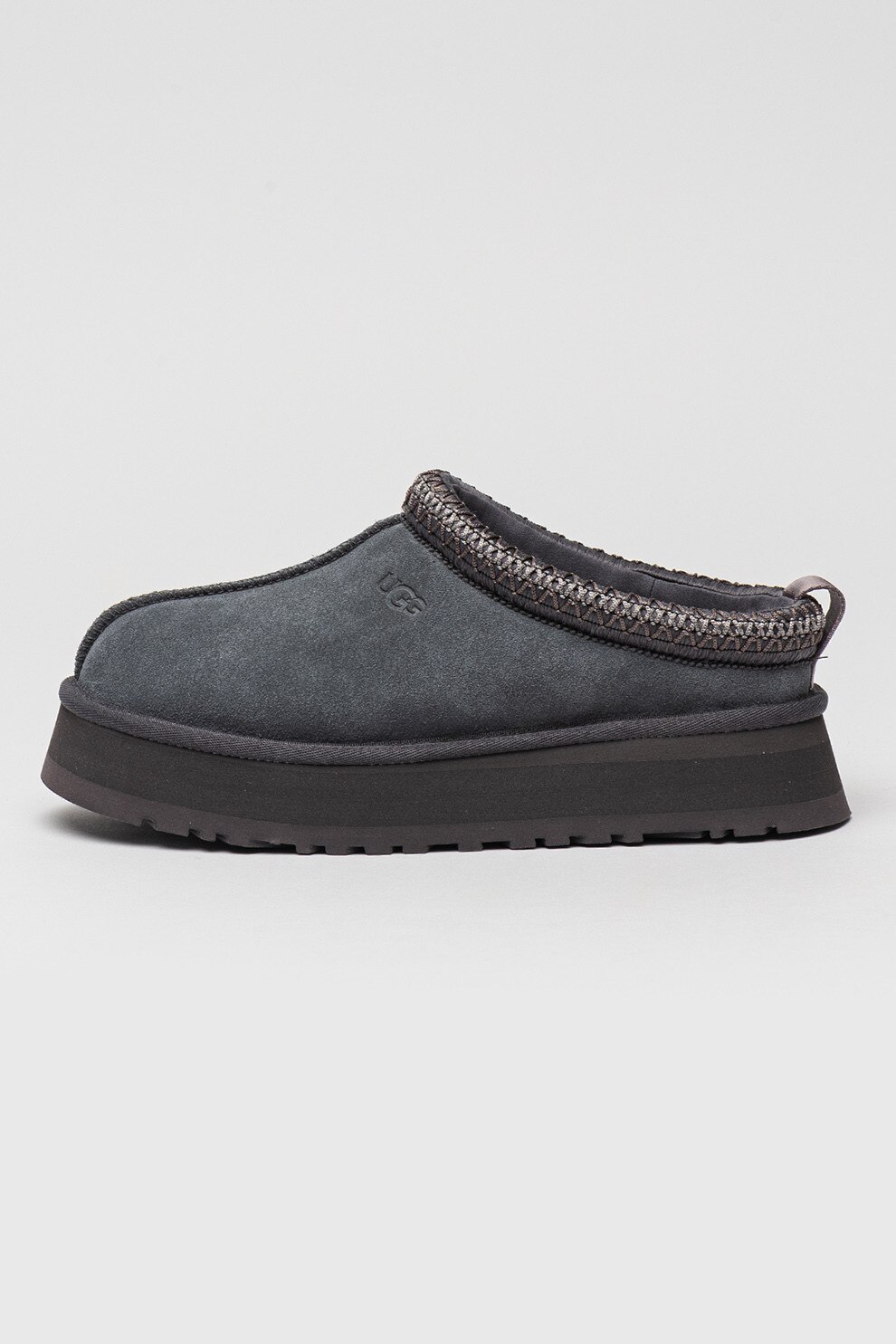 UGG, Saboti din piele intoarsa cu model uni Tazz, Gri inchis, 5 - eMAG.ro