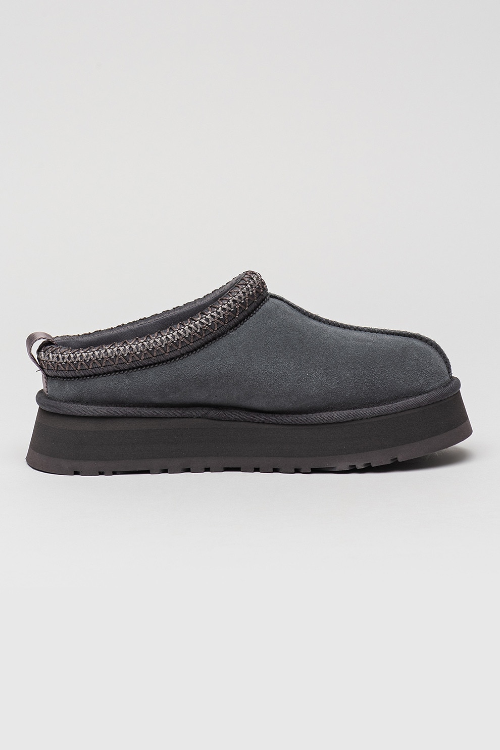 UGG, Saboti din piele intoarsa cu model uni Tazz, Gri inchis, 5 - eMAG.ro