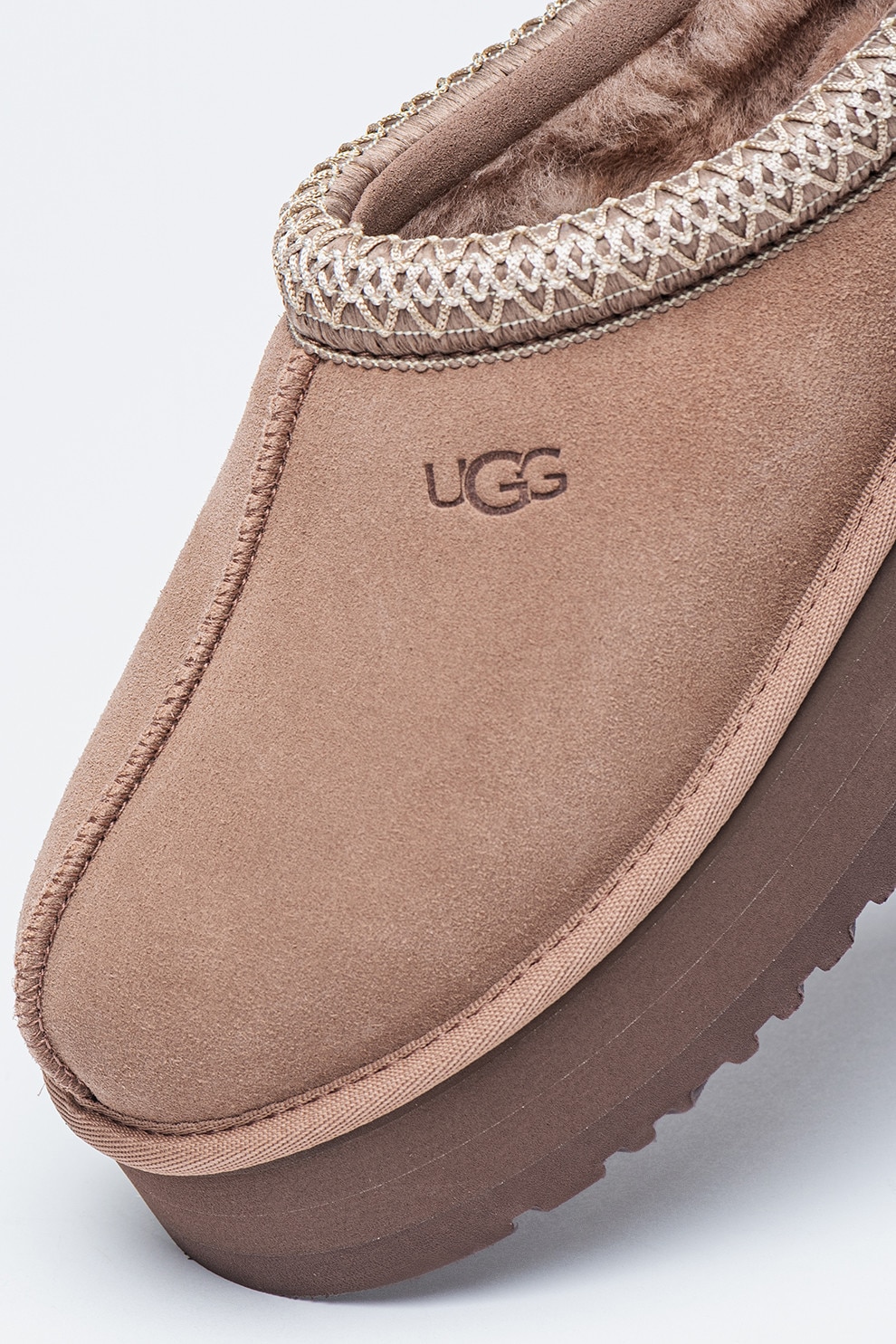 UGG, Saboti din piele intoarsa cu model uni Tazz, Roz prafuit, 7 - eMAG.ro