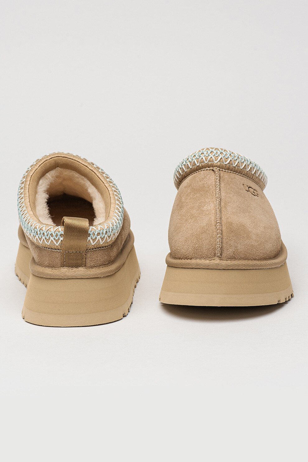UGG, Saboti din piele intoarsa cu model uni Tazz, Bej, 7 - eMAG.ro