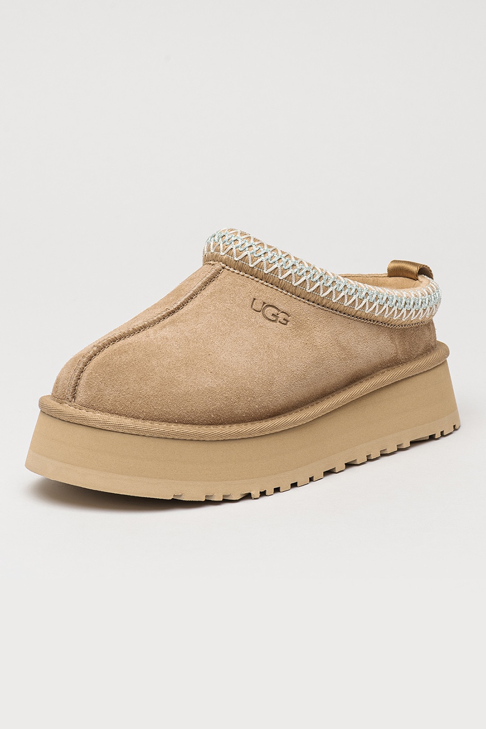 UGG, Saboti din piele intoarsa cu model uni Tazz, Bej, 7 - eMAG.ro