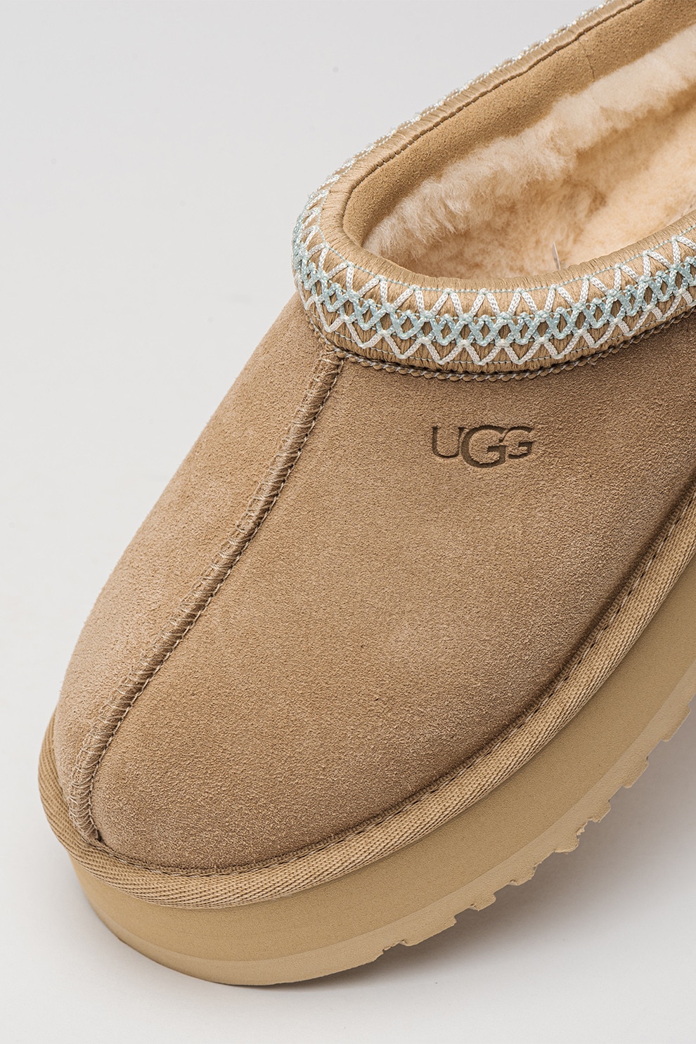 UGG, Saboti din piele intoarsa cu model uni Tazz, Bej, 7 - eMAG.ro