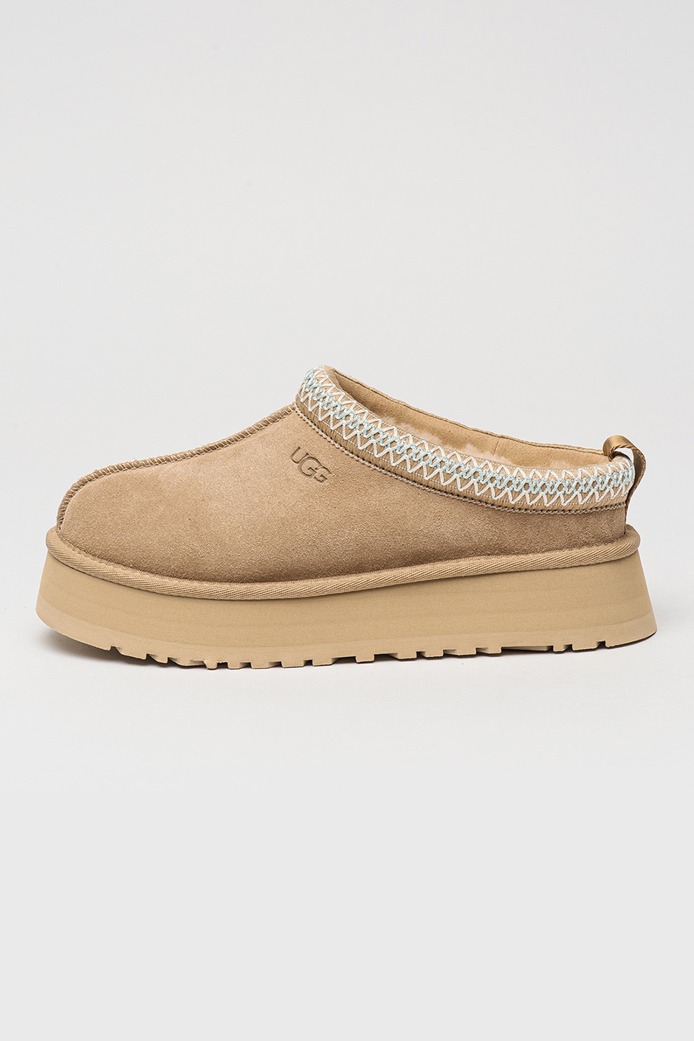 UGG, Saboti din piele intoarsa cu model uni Tazz, Bej, 7 - eMAG.ro