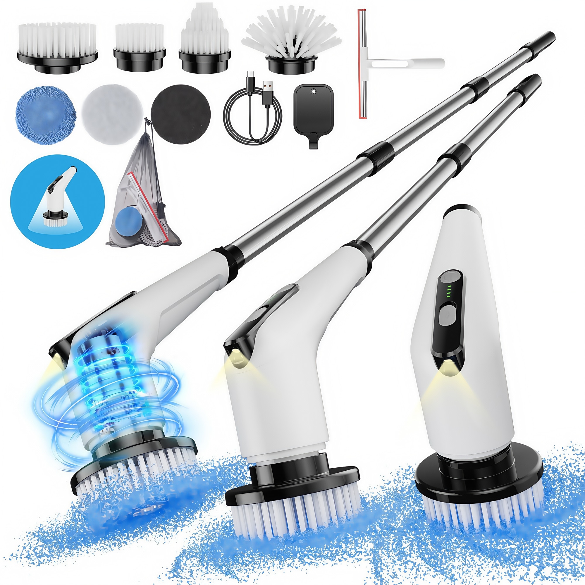 Perie electrica rotativa curatare cu Led, Valuxor®, Fara fir, 7 capete ...