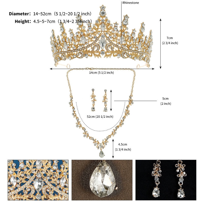 Set bijuterii mireasa (coroana + colier + cercei) - Accesorii nunta cu ...