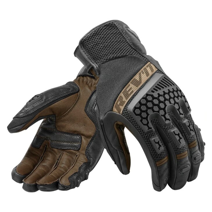 Manusi moto, REVIT SAND 3, Piele naturala, Negru/Maro, L - eMAG.ro