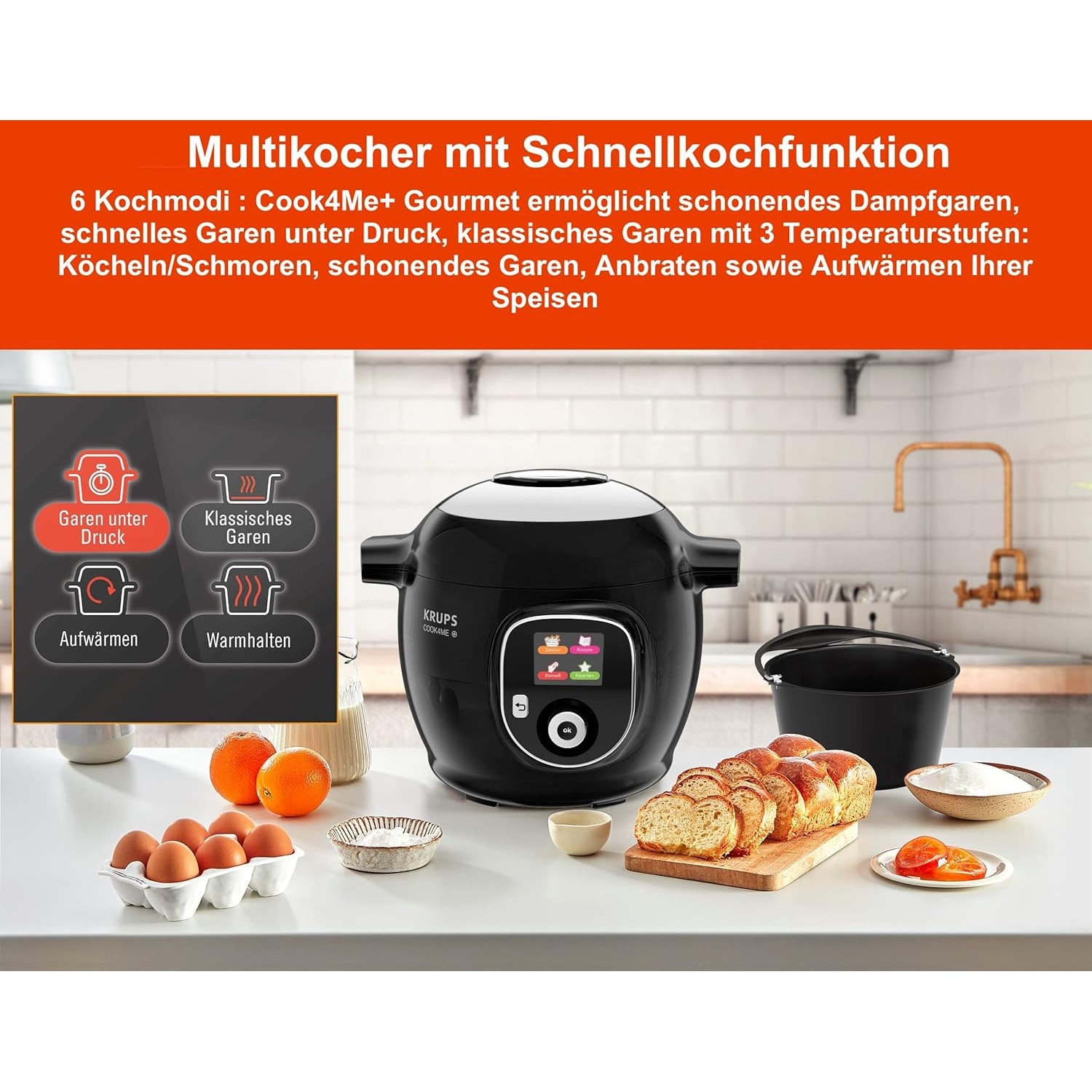 Multicooker inteligent KRUPS Cook4Me+COOK4ME+ Gourmet, 150 retete ...