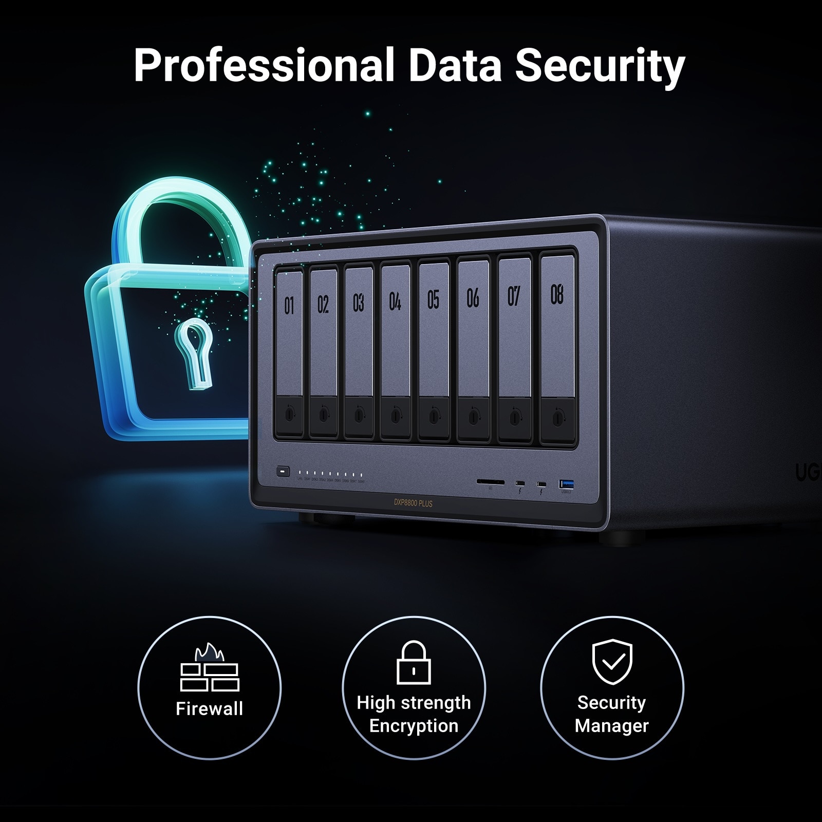 UGREEN Network Attached Storage (NAS) DXP8800 Plus, 208TB, 8-Bay intel ...