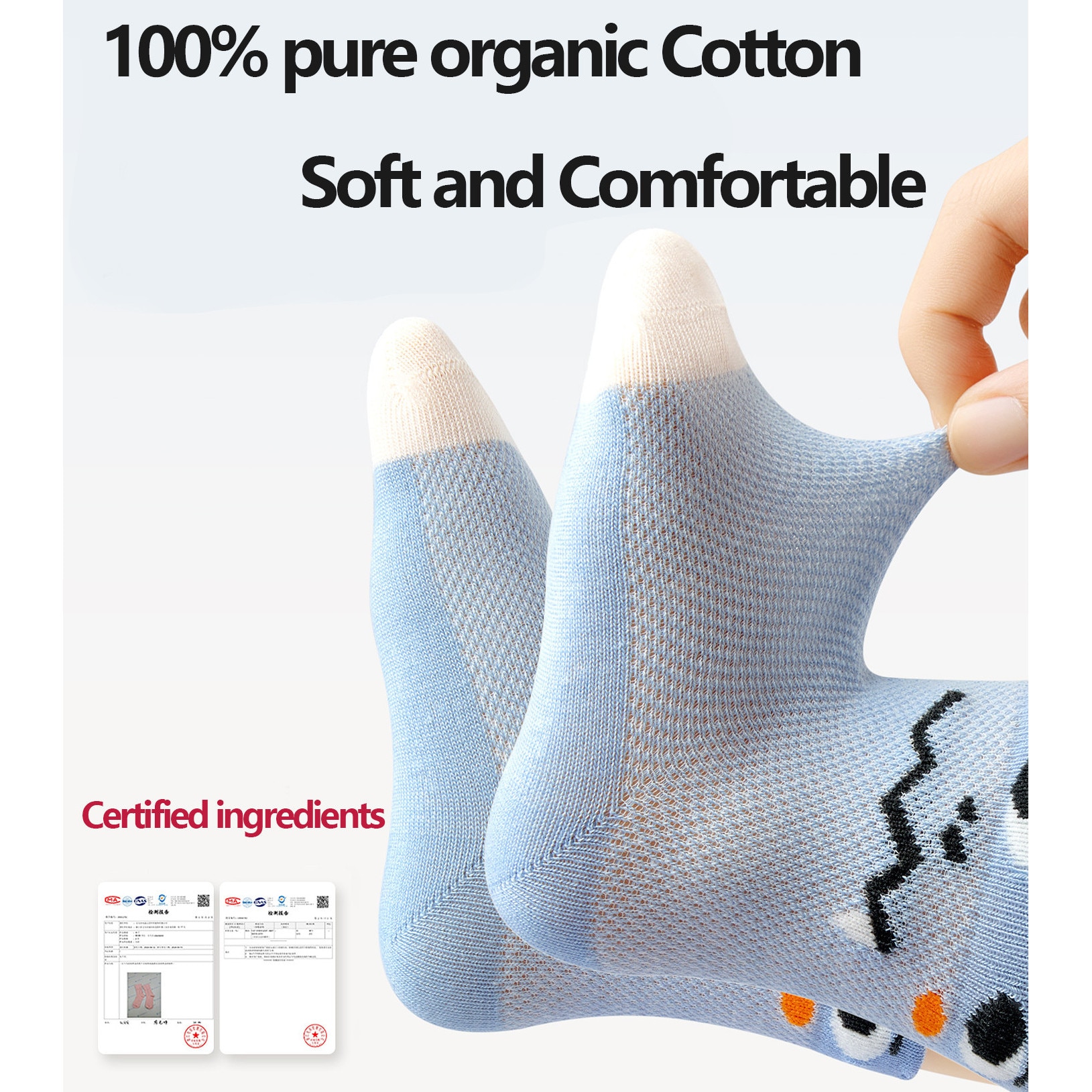 Set 4 perechi ciorapi medii vara copii, 100% bumbac organic, imprimeuri ...