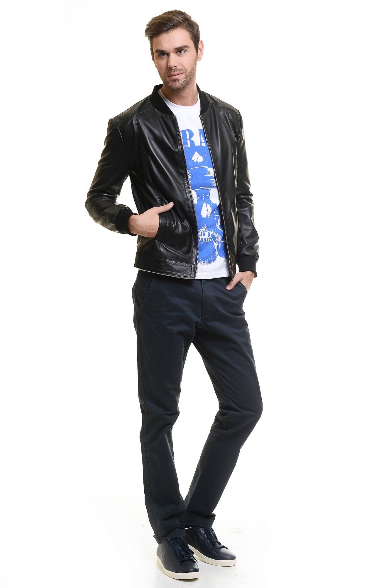 Geaca piele neagra barbati RELEASE, L - eMAG.ro