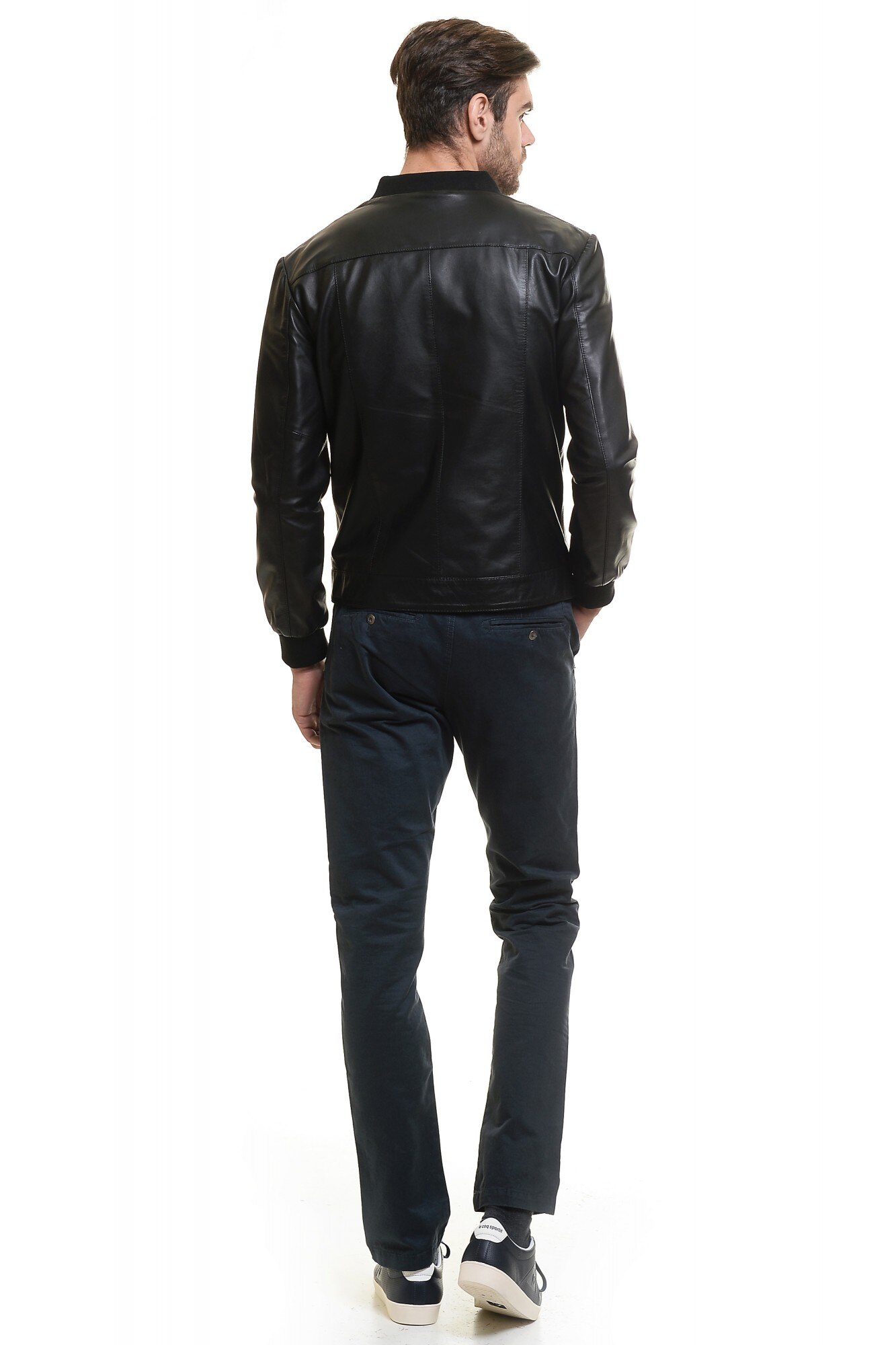 Geaca piele neagra barbati RELEASE, L - eMAG.ro