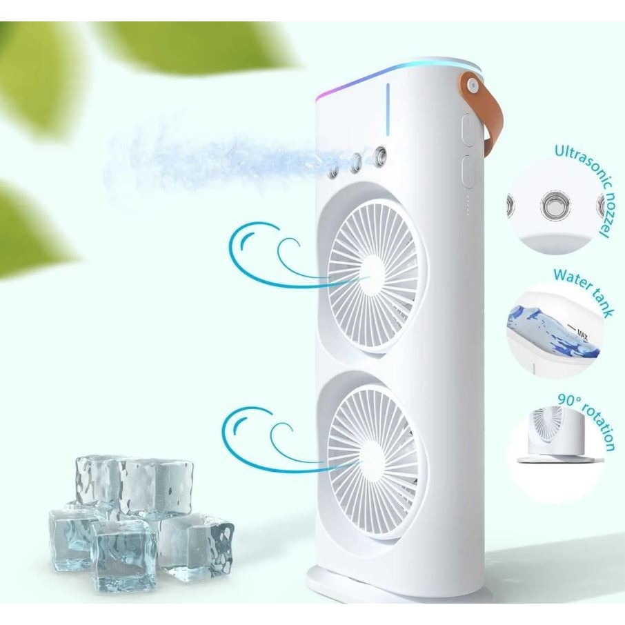 Ventilator portabil/compact de birou cu umidificare ZUBI HOME, 3 Trepte ...