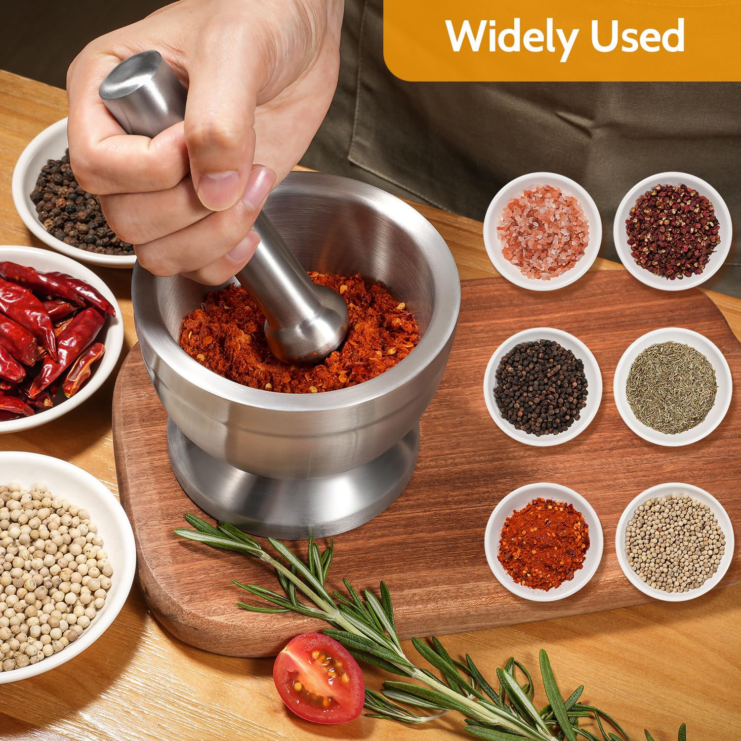 Mojar cu pistil si capac, Hokitpro, Mortar si pistil mare din otel ...